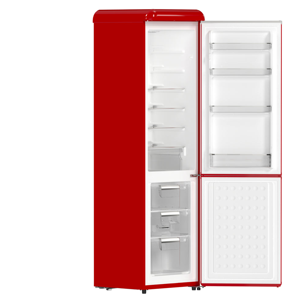 Forno Storico 22-Inch Retro bottom freezer Fridge in Red, 9 cu.ft, sil ...